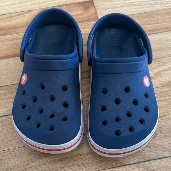 CROCS | Shoes | Crocs Kids Dark Blue Clogs With Red Trim | Poshmark